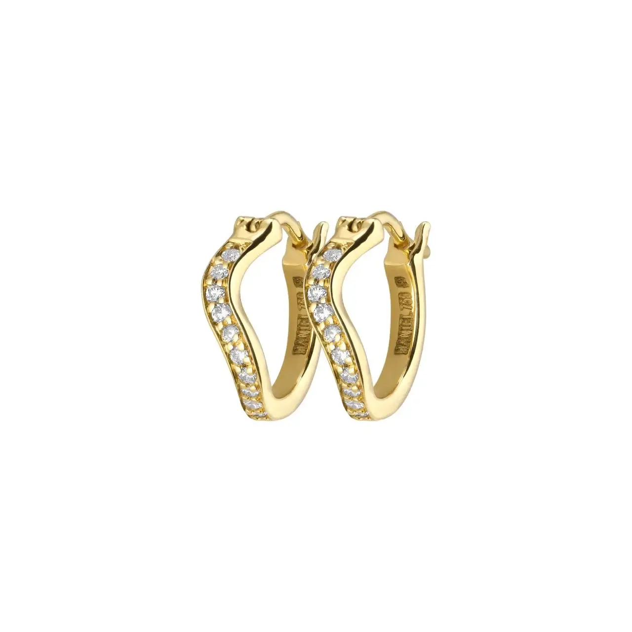 Hoop Wave 11 mm med Diamanter i 18 Karat Guld